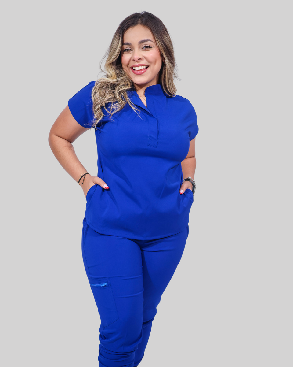 Uniforme stretch premium estilo deportivo - Azul rey – Uniformes Punto ...
