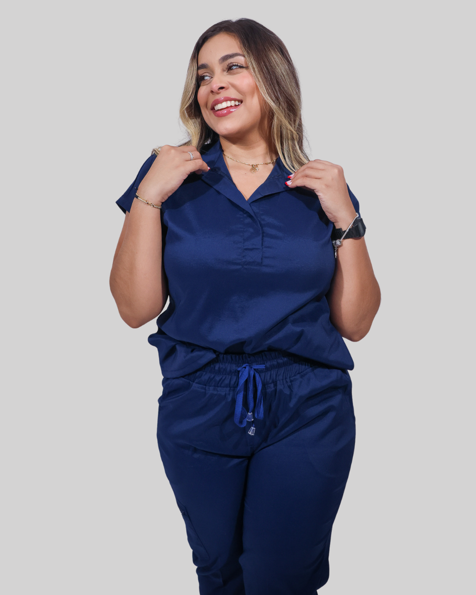 Uniforme stretch premium estilo deportivo - Azul turquí – Uniformes ...