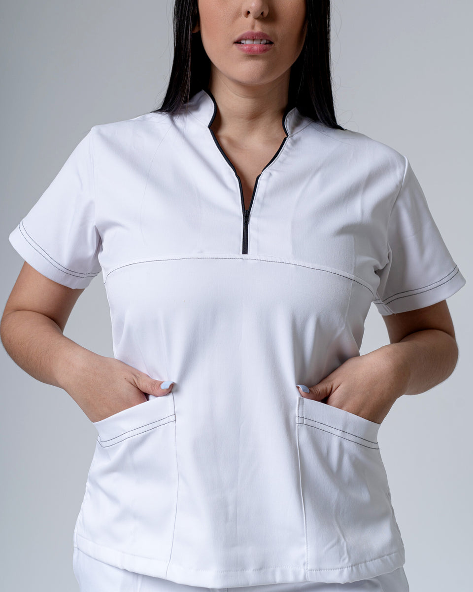 Uniforme mujer escote japonés con zipper frontal – Uniformes Punto Vital